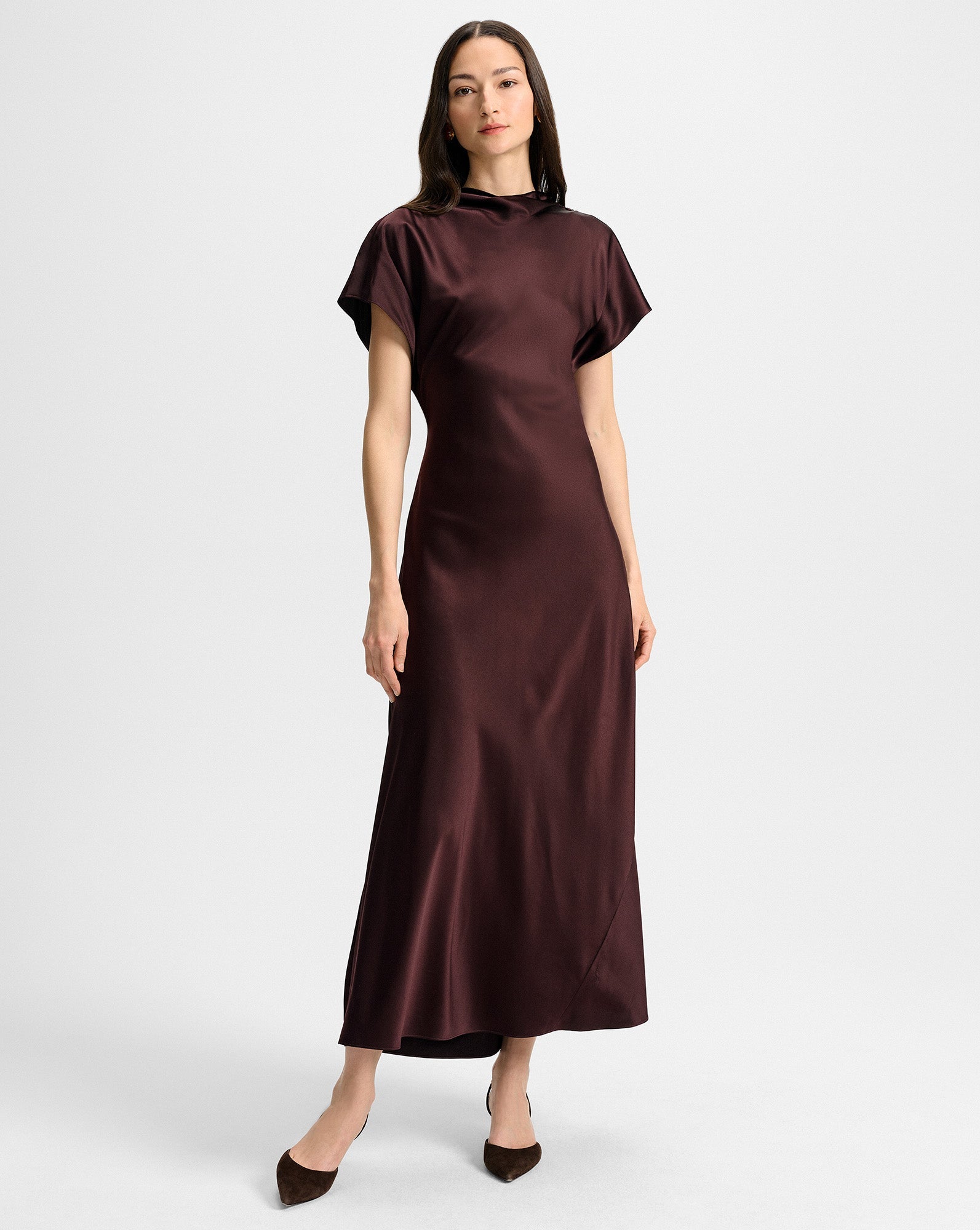 Redgrave Silk Midi Dress in Maroon Dark Currant | Veronica Beard CA ...